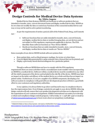 Design Controls for Medical Device Data Systems | PDF