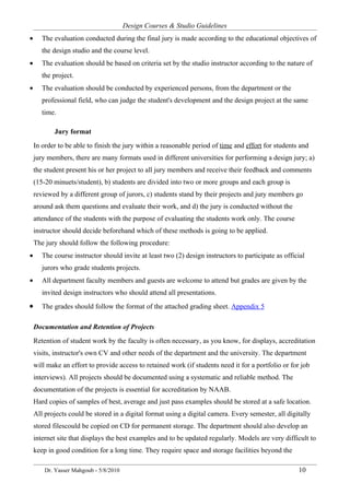 Design Courses & Studios Guidelines - Yasser Mahgoub | DOC