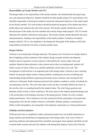 Design Courses & Studios Guidelines - Yasser Mahgoub | DOC