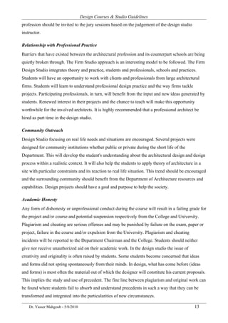 Design Courses & Studios Guidelines - Yasser Mahgoub | DOC