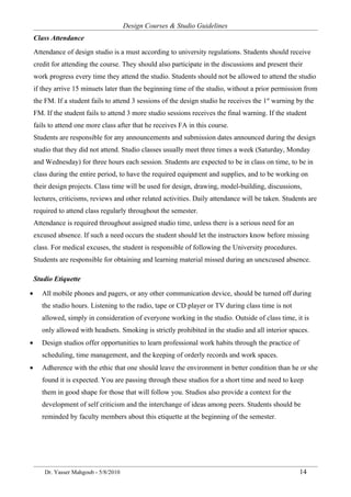 Design Courses & Studios Guidelines - Yasser Mahgoub | DOC