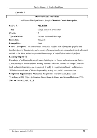 Design Courses & Studios Guidelines - Yasser Mahgoub | DOC