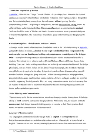 Design Courses & Studios Guidelines - Yasser Mahgoub | DOC