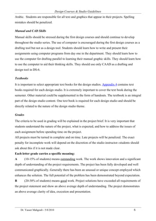 Design Courses & Studios Guidelines - Yasser Mahgoub | DOC