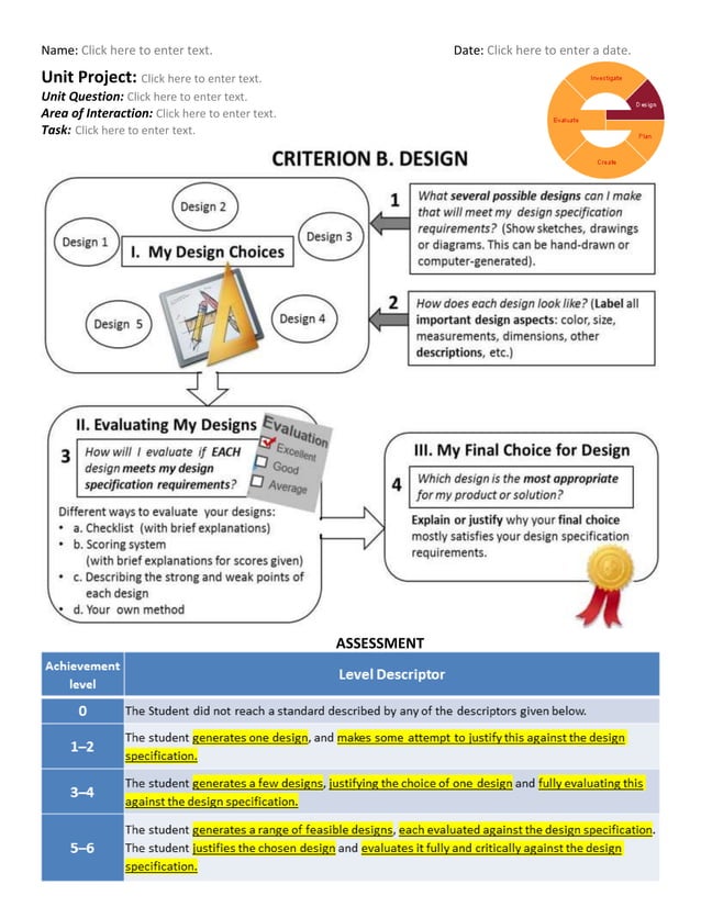 Design cycle guide_grades678 | DOCX | Educational Assessment | Education