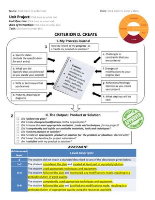 Design cycle guide_grades678 | DOCX | Educational Assessment | Education