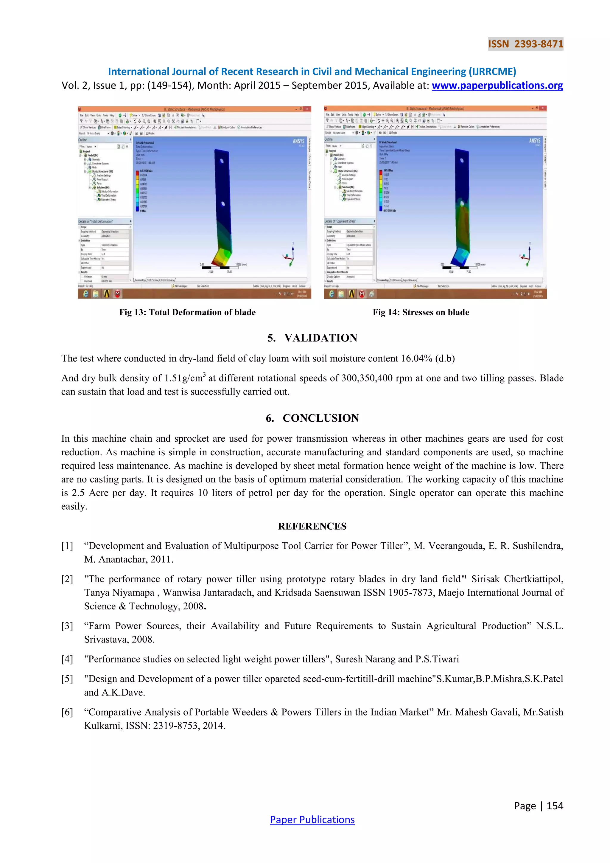 Design, Development and Operation of 3.5HP Power Tiller | PDF