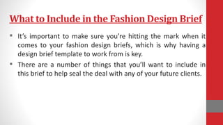 what is fashion design brief and its importance | PPTX