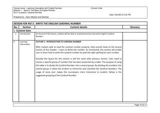 Design document learning calculation with english number final | PDF