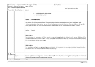 Design document learning calculation with english number final | PDF