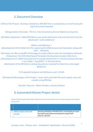 Design document Report Of Project | DOCX