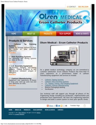 Designed / Created Website for Olsen Medical Ercon Catheter Products | PDF