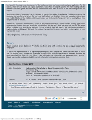 Designed / Created Website for Olsen Medical Ercon Catheter Products | PDF