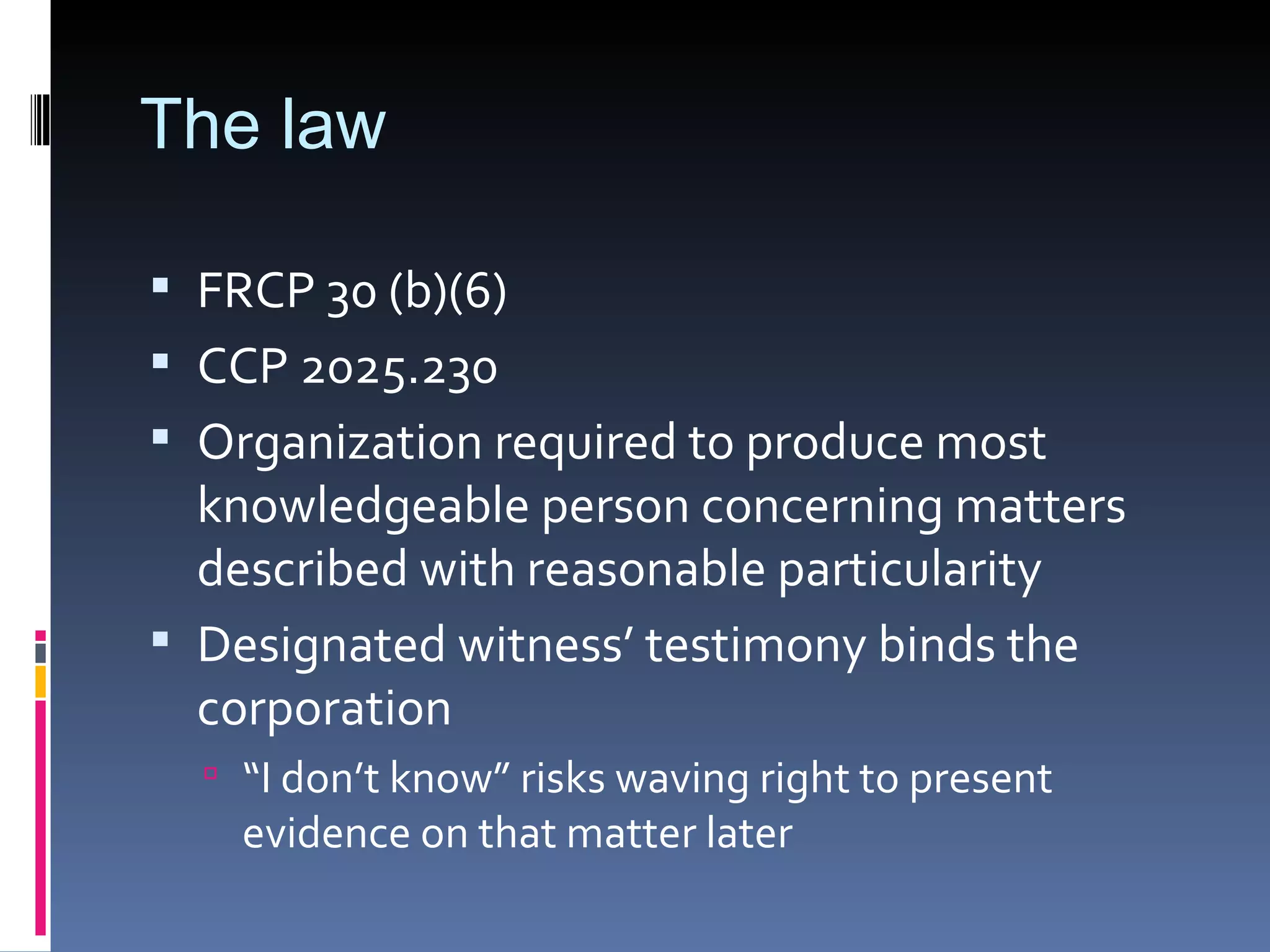 Designee Deposition | PPT | Law