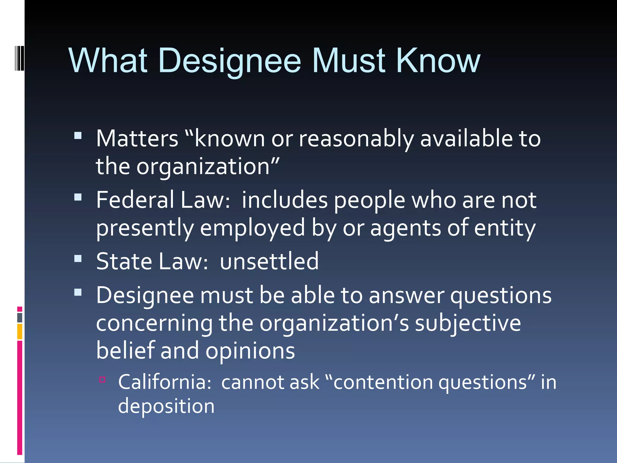 Designee Deposition | PPT | Law