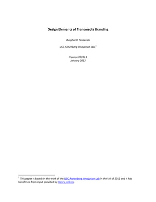 Design elements of transmedia branding | PDF