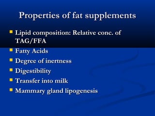 Designer Milk Fat Production | PPT