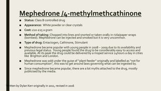 Dylan Kerr's designer drugs presentation . | PPT