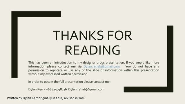 Dylan Kerr's designer drugs presentation . | PPT