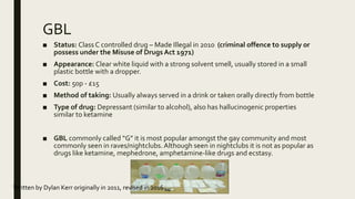 Dylan Kerr's designer drugs presentation . | PPT