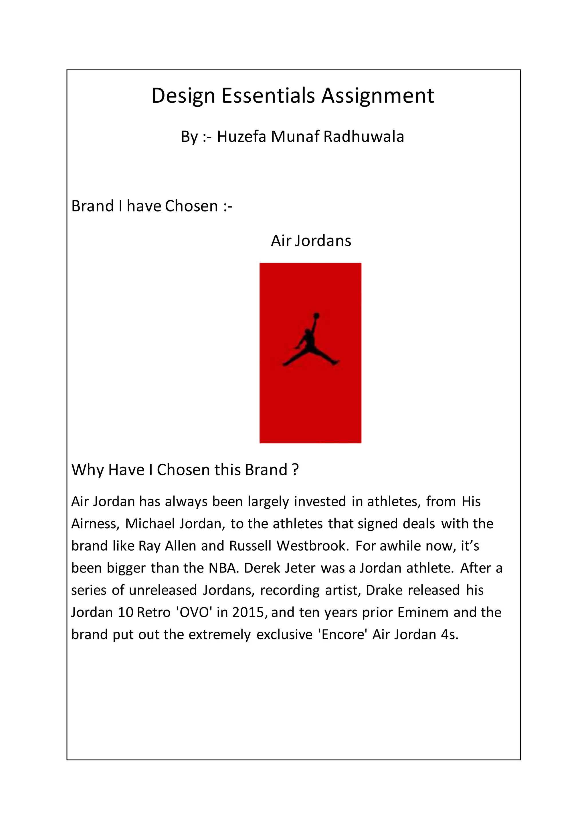 Design Essentials Assignment on Air Jordans | PDF