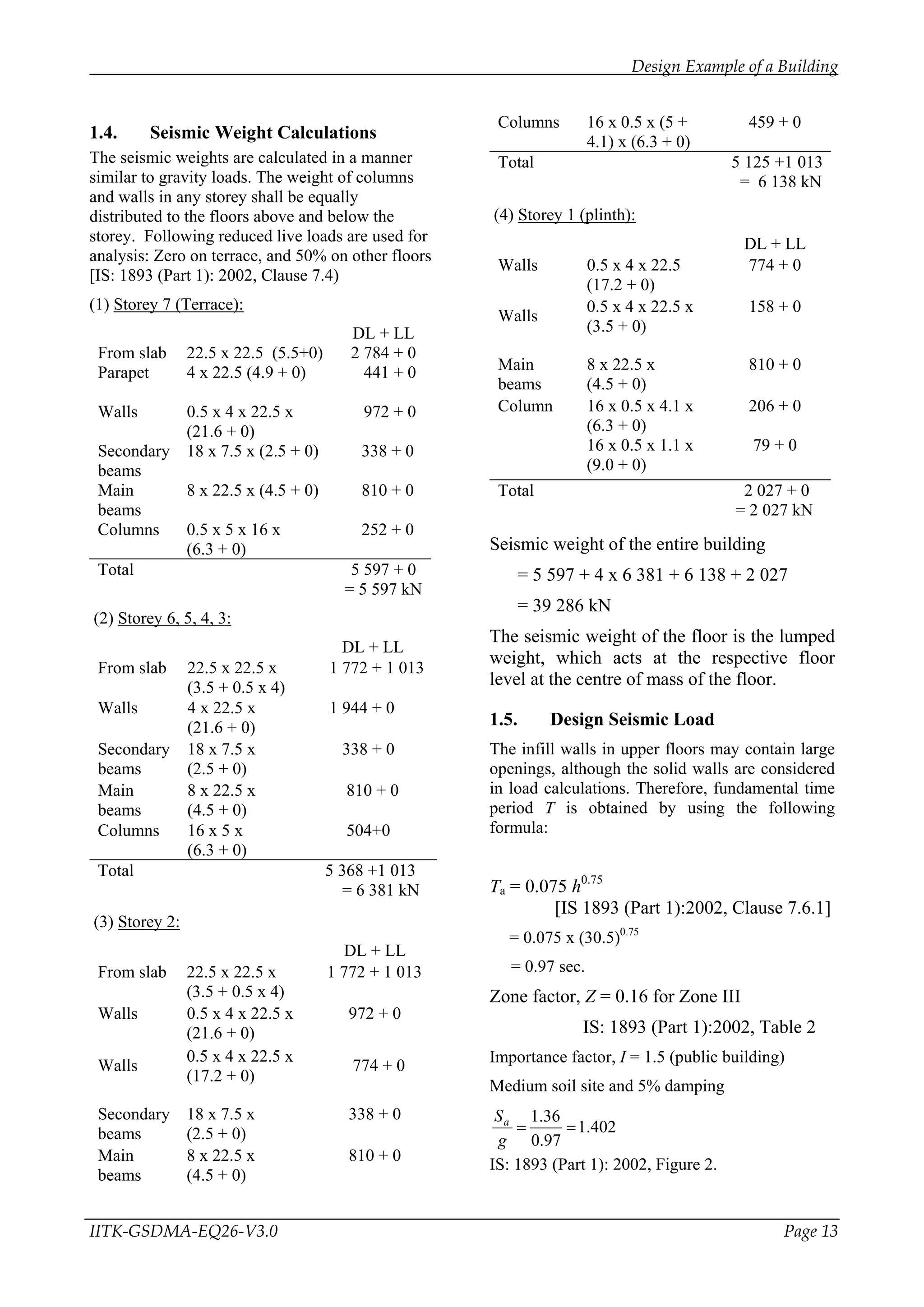 Design example of a six storey building project report | PDF