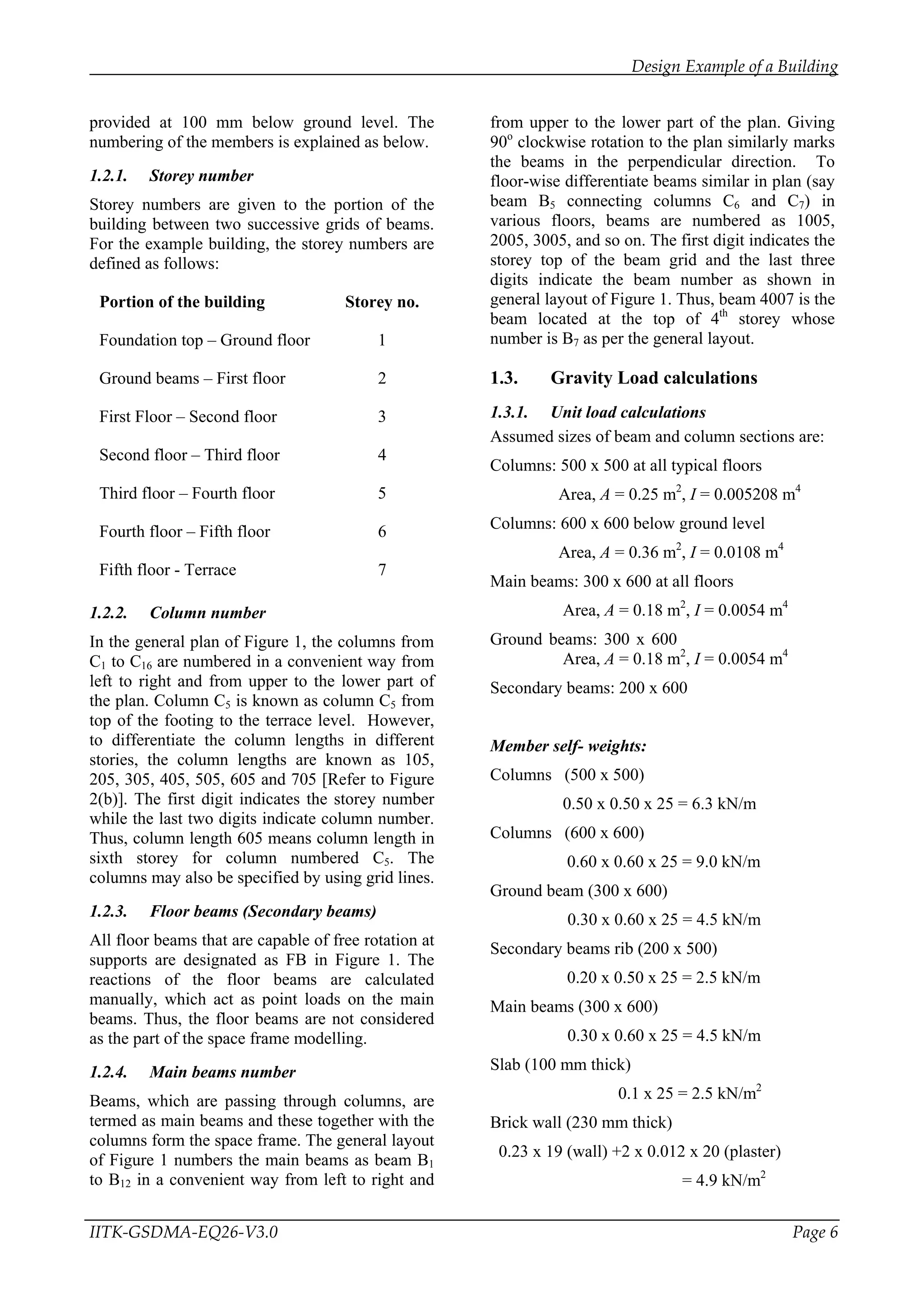 Design example of a six storey building project report | PDF
