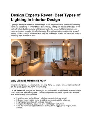 Design Experts Reveal Best Types of Lighting in Interior Design | DOCX