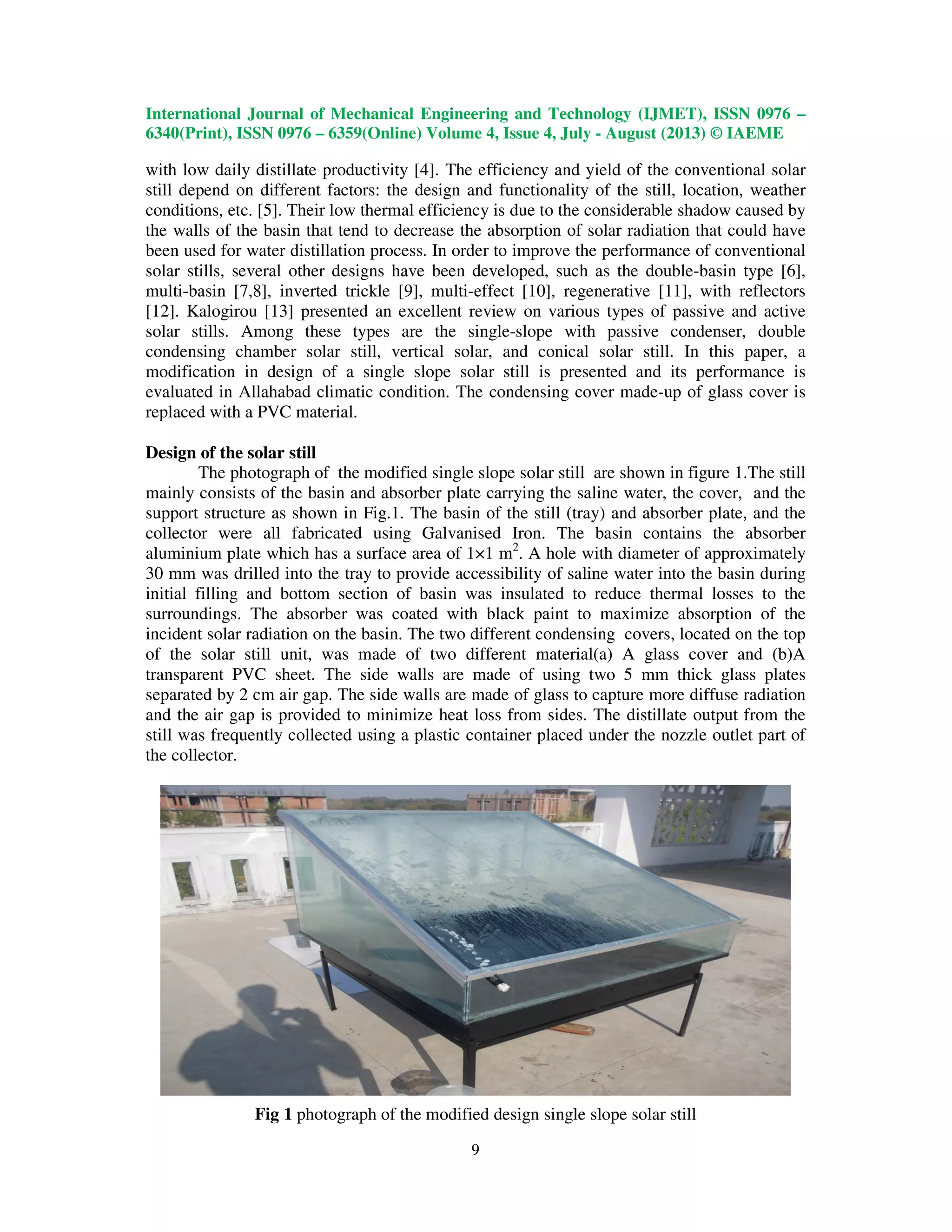 Design, fabrication and testing of a modified single slope solar still ...