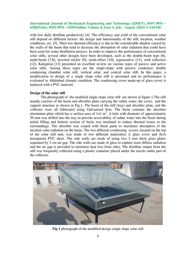 Design, fabrication and testing of a modified single slope solar still ...