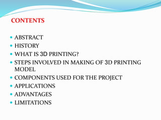 Design & fabrication model of 3 d printing machine | PPTX