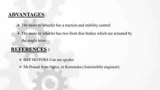 Design & fabrication of leaning moto tri-wheeler | PPTX