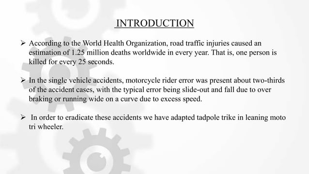 Design & fabrication of leaning moto tri-wheeler | PPT