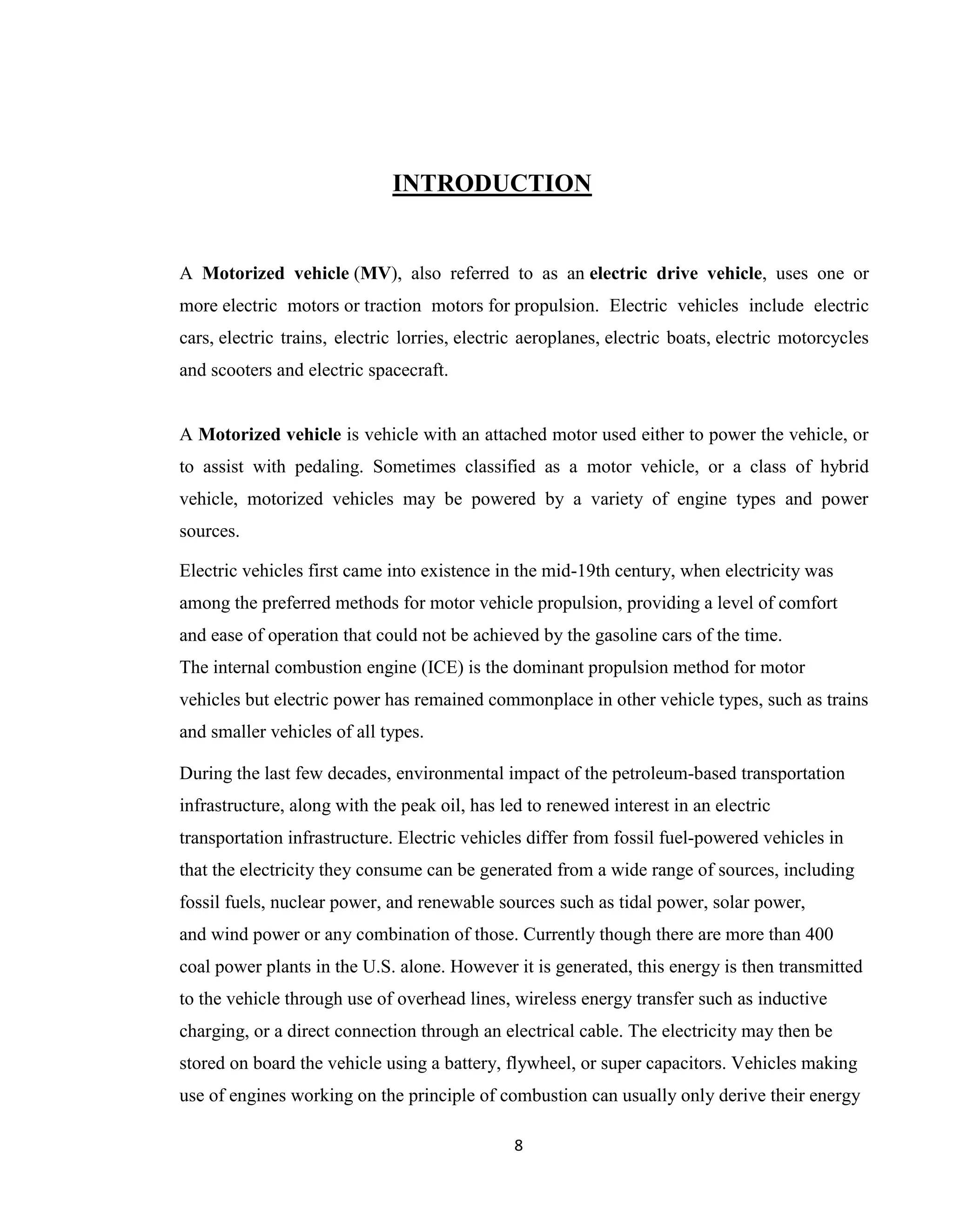 Design & fabrication of Motorised vehicle | PDF