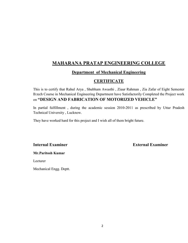 Design & fabrication of Motorised vehicle | PDF | Green Vehicles | Auto ...