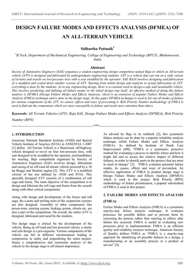 Design failure modes and effects analysis (dfmea) of an all terrain ...