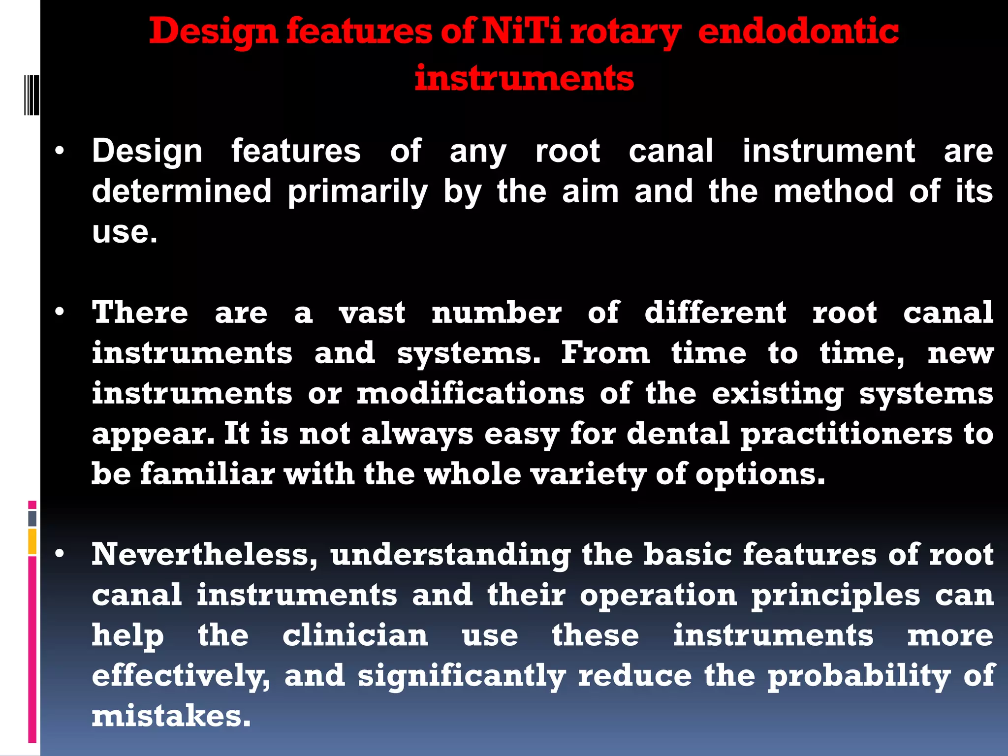 Design features of rotary root canal instruments | PDF