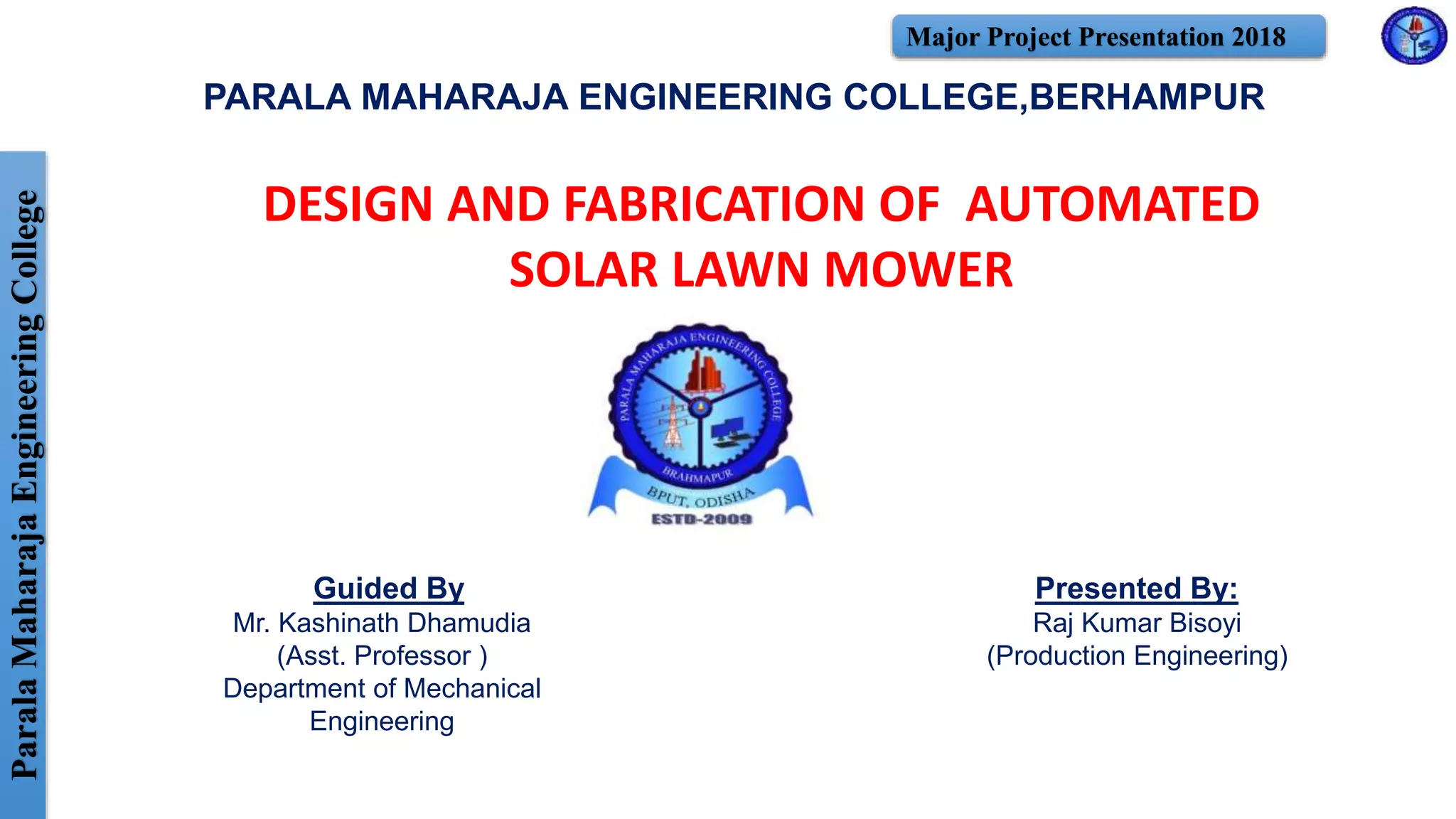Design & febrication of solar automated grass cutter | PPTX