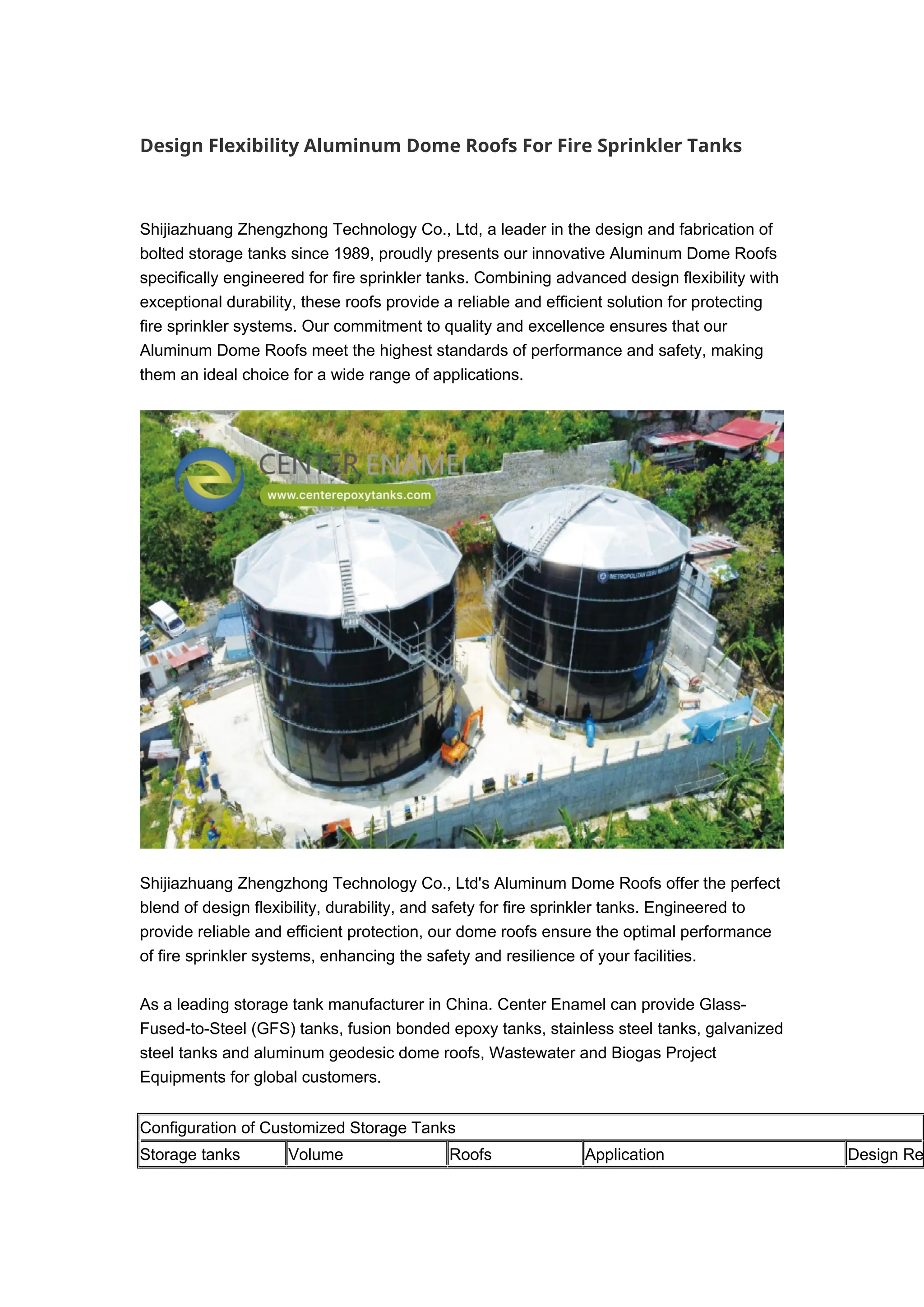 Design Flexibility Aluminum Dome Roofs For Fire Sprinkler Tanks.docx