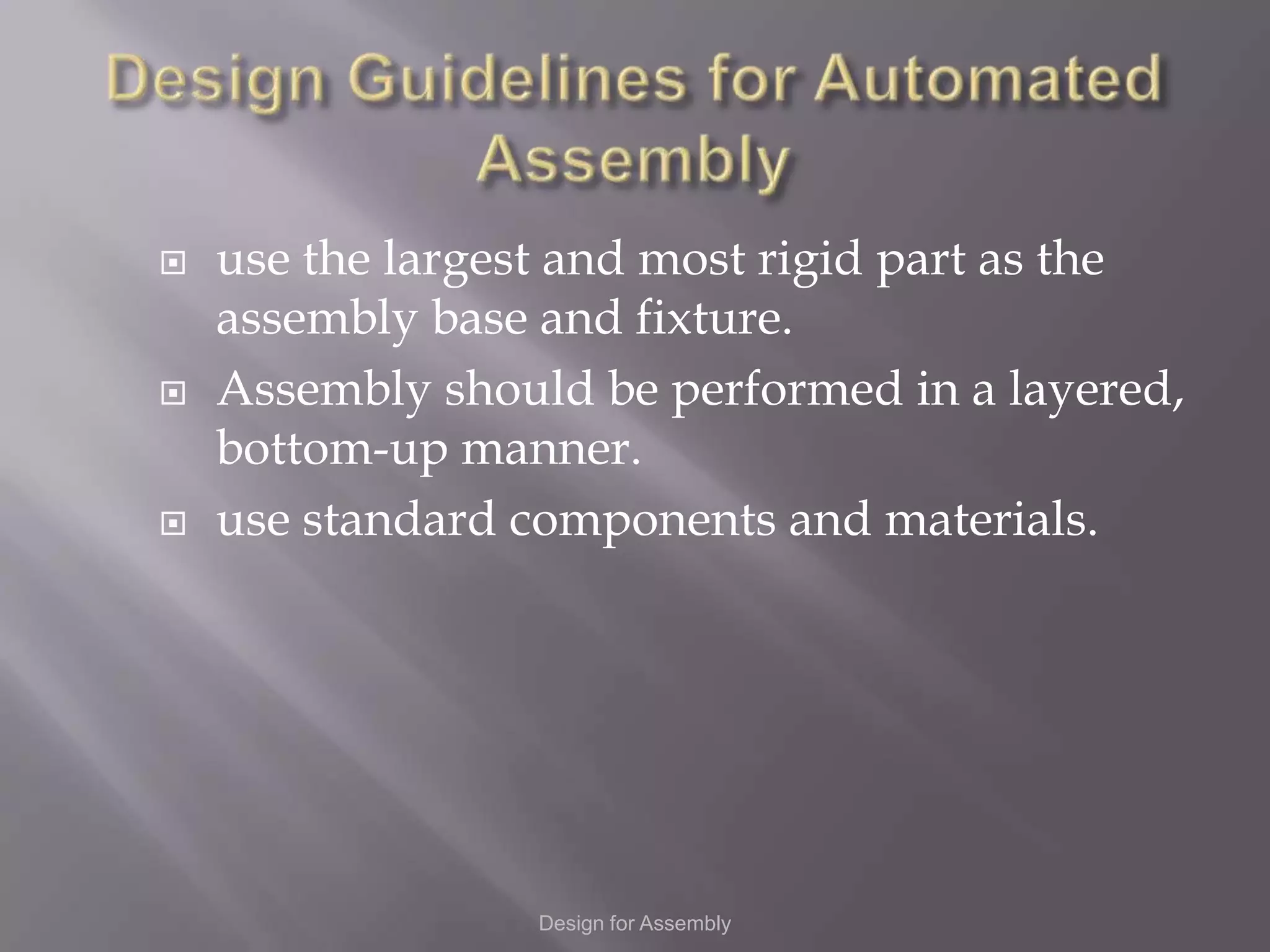 Design For Assembly | PPTX