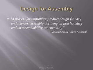 Design For Assembly | PPTX