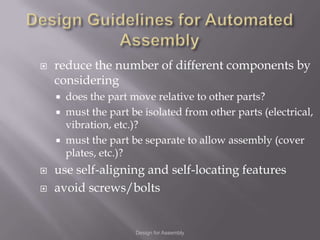 Design For Assembly | PPTX