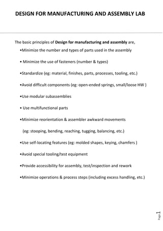 Design for assembly | PDF