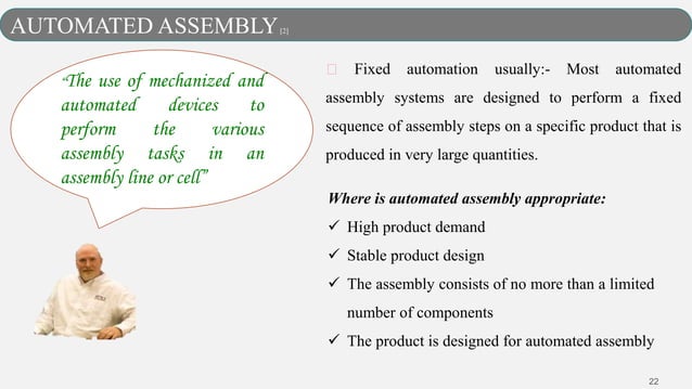 Design for assembly methods | PPTX | Robotics | Technology & Computing