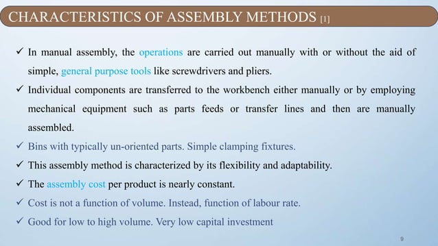 Design for assembly methods | PPTX | Robotics | Technology & Computing