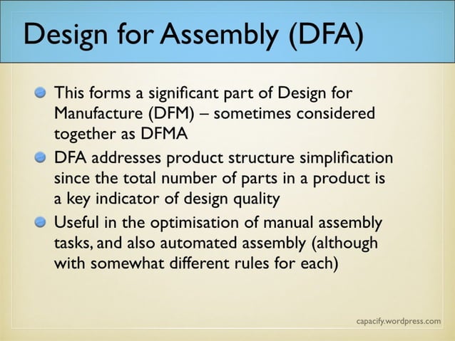 Design for Assembly (DFA) | PPT | Auto Parts | Automotive