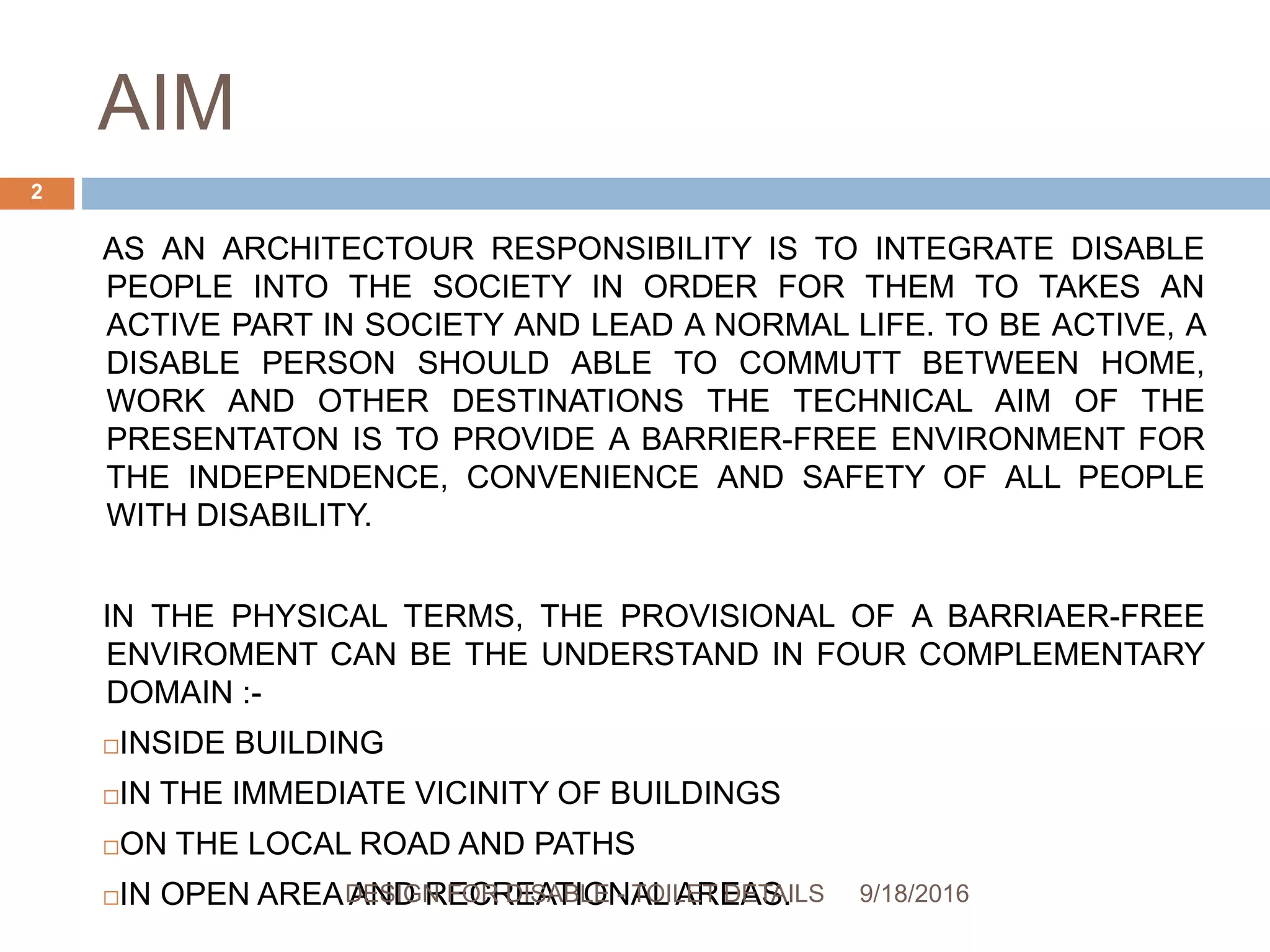 Design for disable – toilet details | PPTX