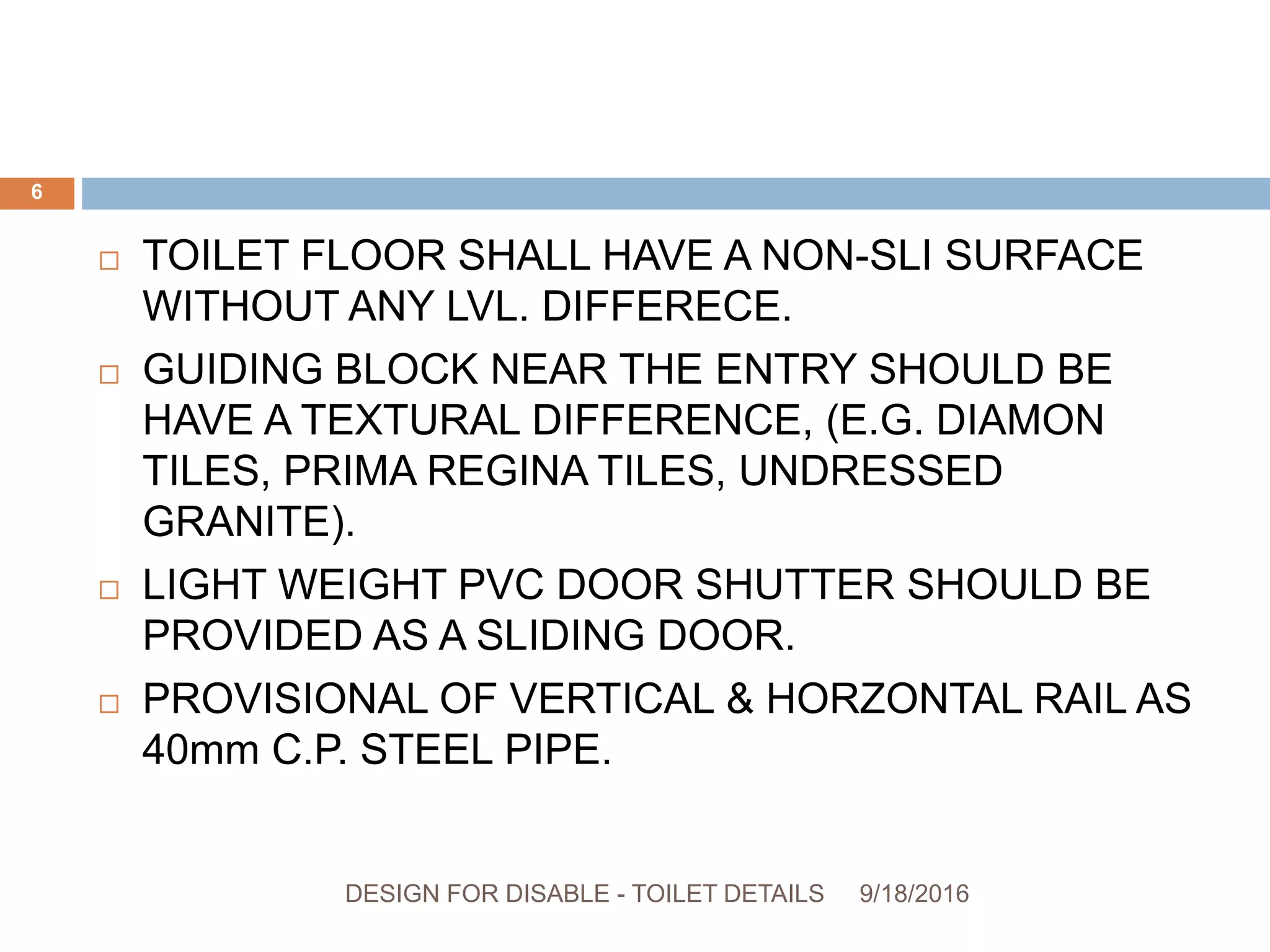 Design for disable – toilet details | PPTX