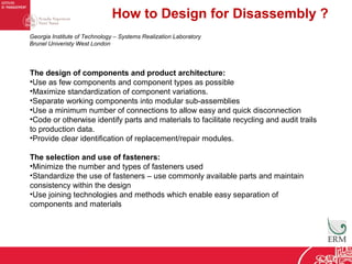 Design for disassembly iraldo | PPT
