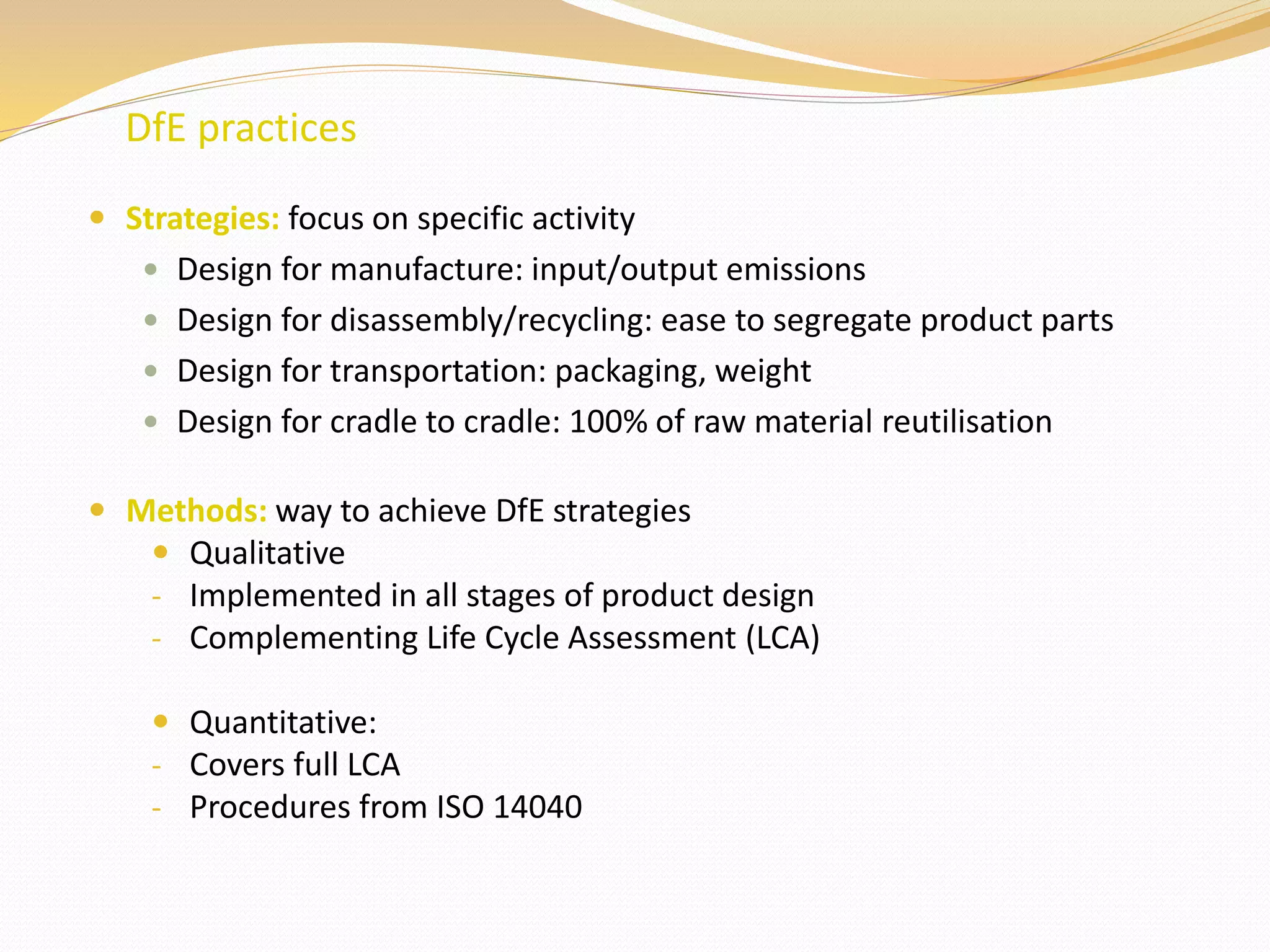 Design for environment methods:state-of-the-art | PPSX | Business and Finance